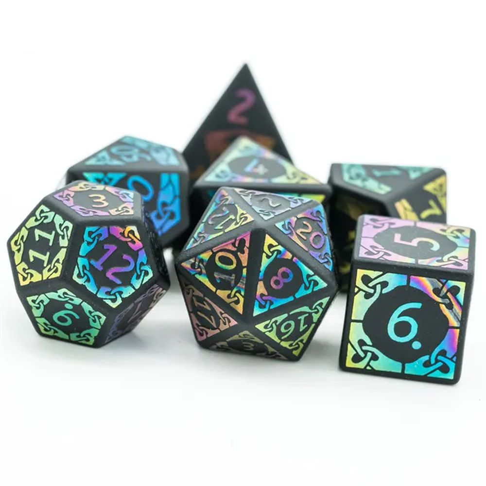 Obsidian Rainbow Lattice Stone Dice Set for Dungeons & Dragons – Geekwood
