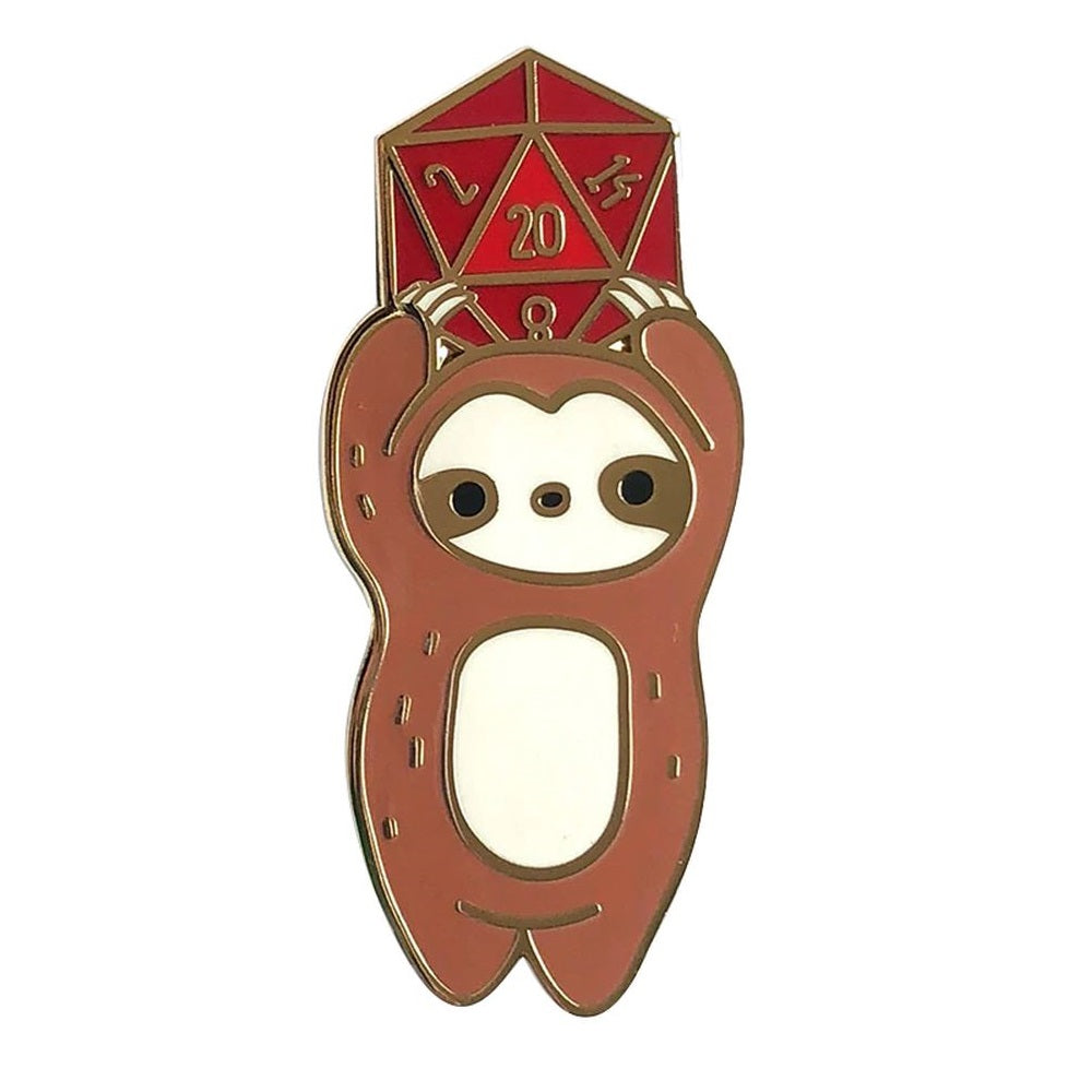 Cute Sloth D20 Dice Pin - Dungeons & Dragons Brooch – Geekwood